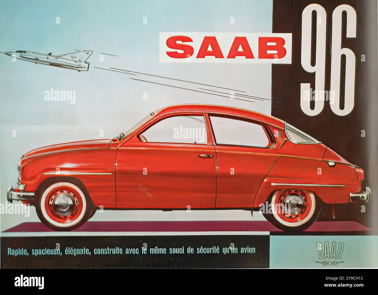 SAAB 96 (early 1960s) - Vintage press car advertising Stock Photo - Alamy