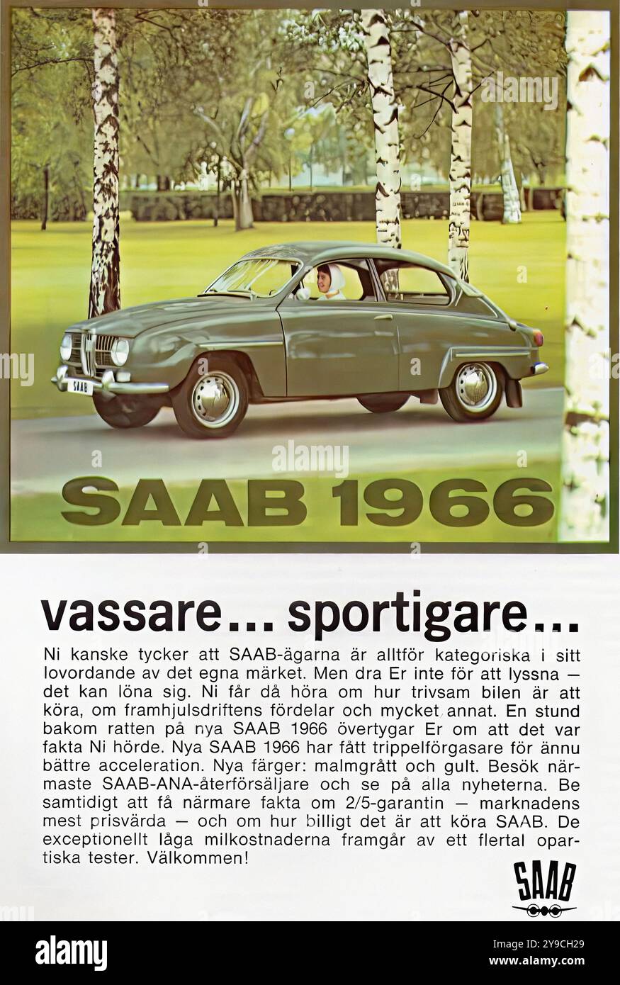 SAAB 96 (1966) - Vintage press car advertising Stock Photo - Alamy
