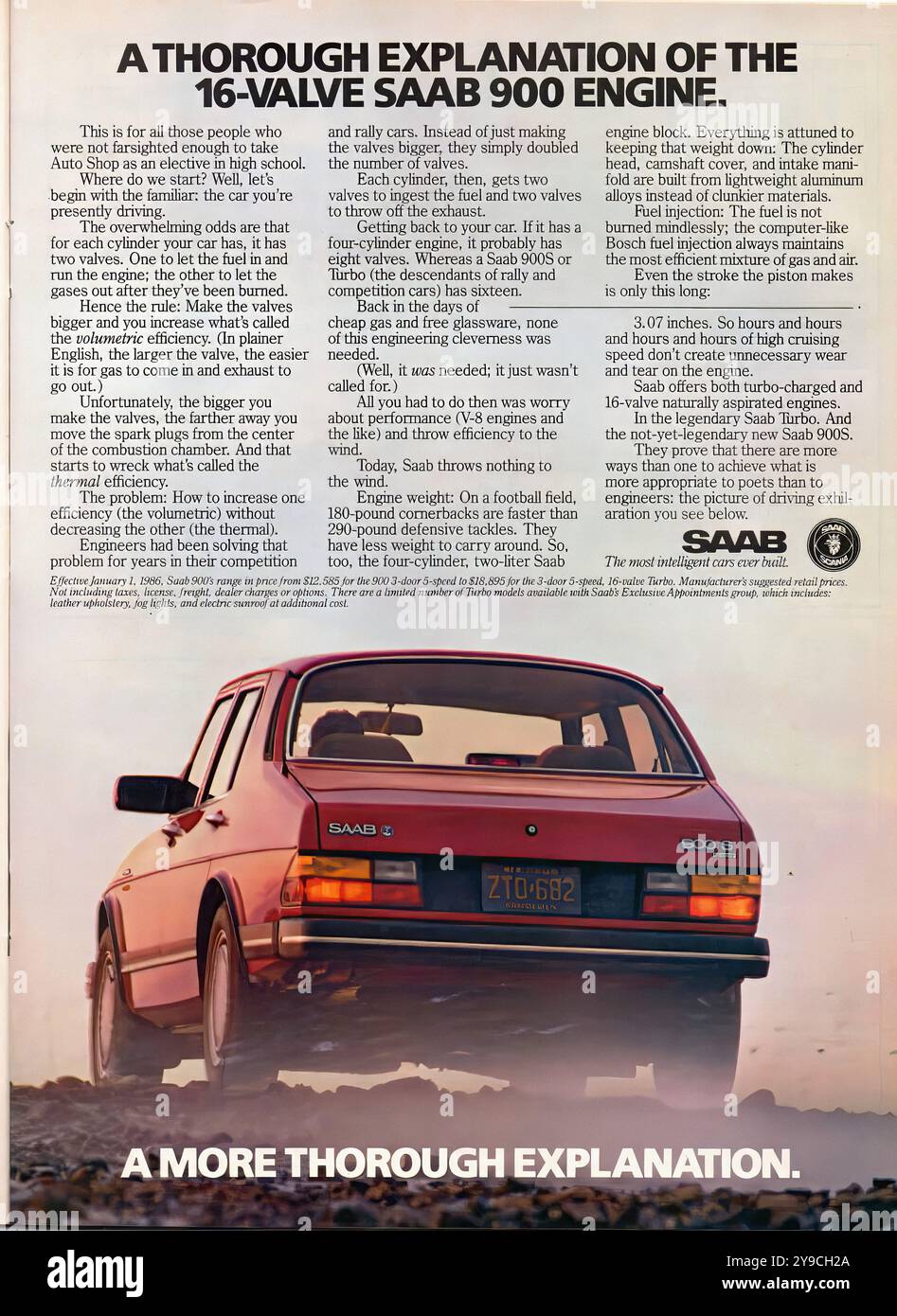 SAAB 900 16 valve (1986) - Vintage press car advertising Stock Photo - Alamy