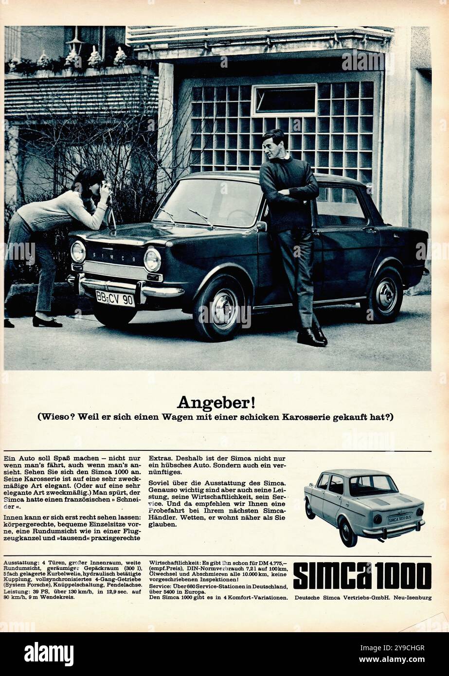 Simca 1000 (1965) - Vintage German Press Car Advertising Stock Photo - Alamy