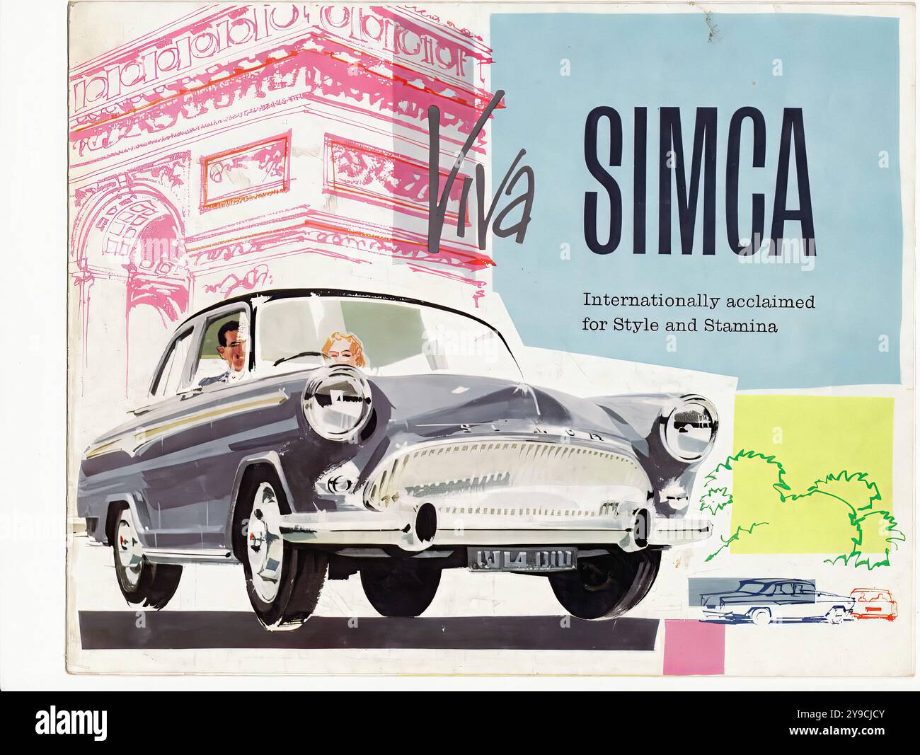 Simca Aronde P60 1960 0001 - Vintage press car advertising Stock Photo - Alamy