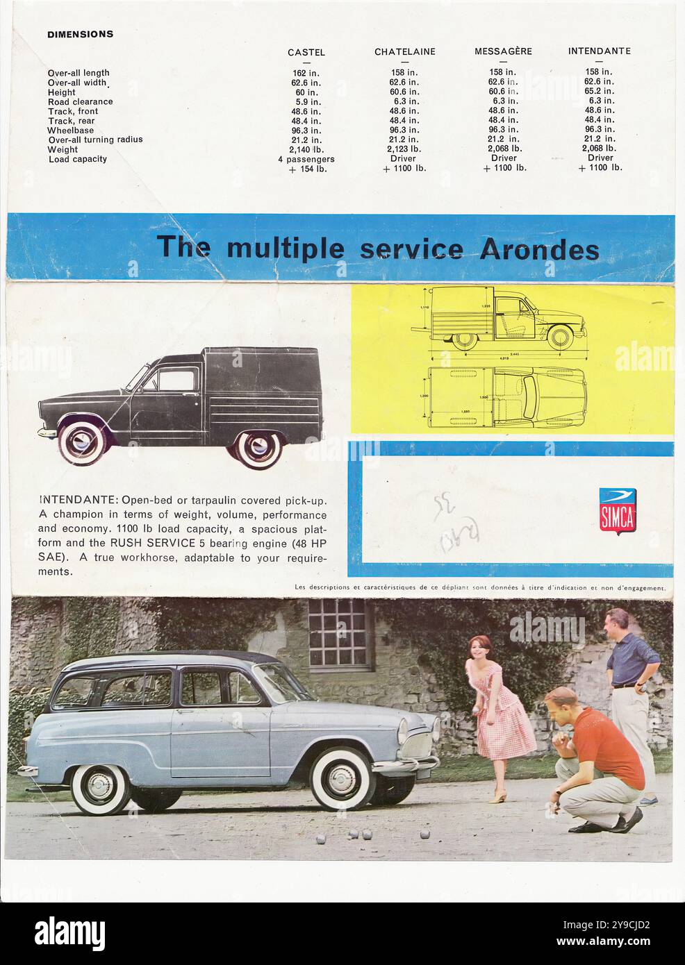 Simca Aronde P60 (Castel, Chatelaine, Messagere, Intendante) c.1961 ...