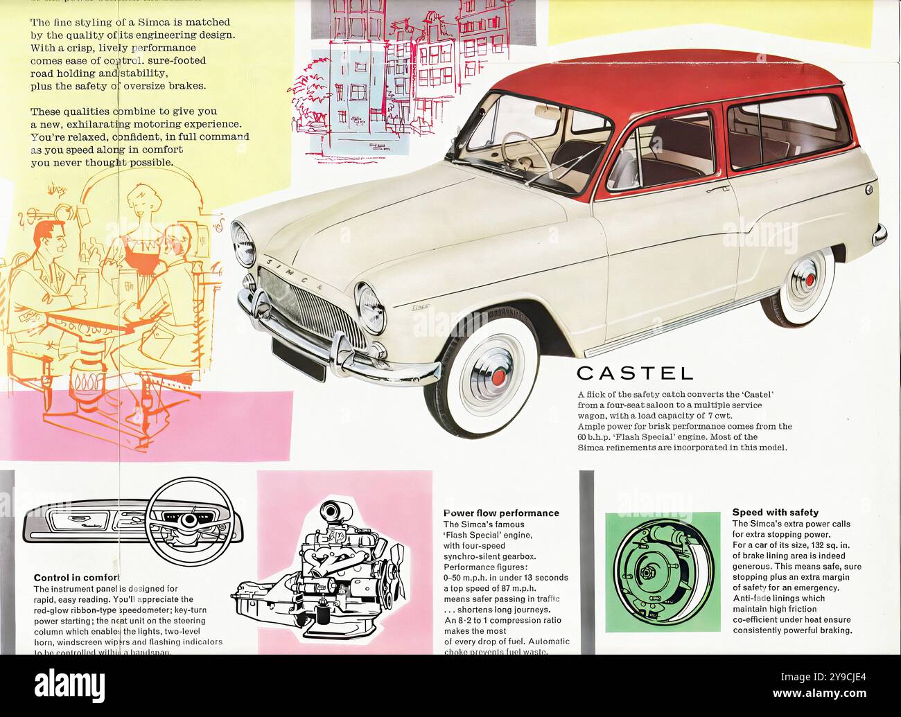 Simca Castel (Aronde P60) 1960 - Vintage press car advertising Stock ...