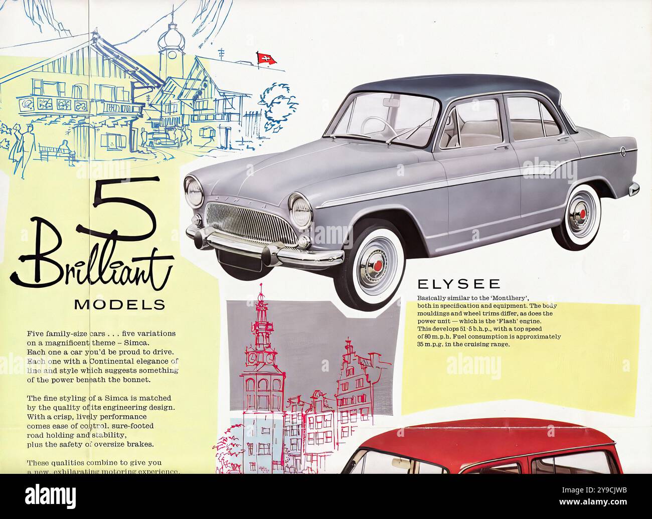 Simca Elysee (Aronde P60) 1960 - Vintage press car advertising Stock ...