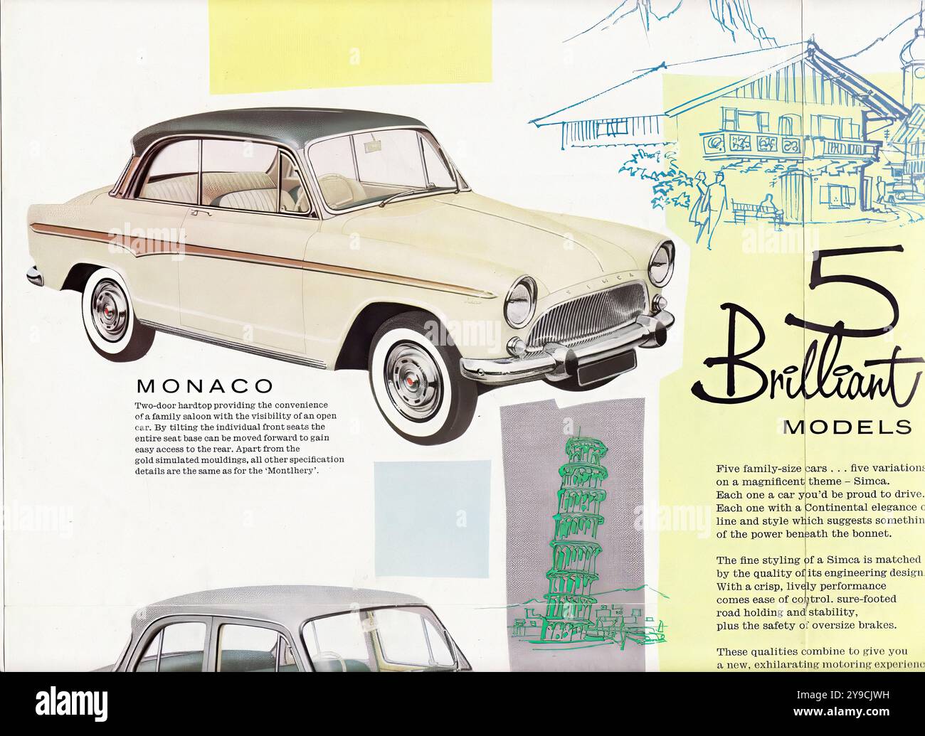 Simca Monaco (Aronde P60) 1960 - Vintage press car advertising Stock ...