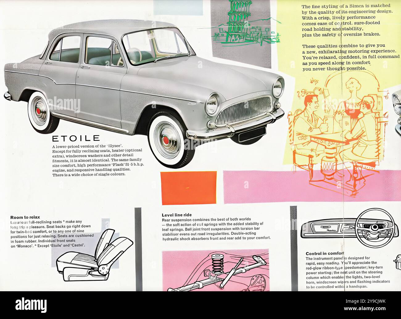 Simca Etoile (Aronde P60) 1960 - Vintage press car advertising Stock ...