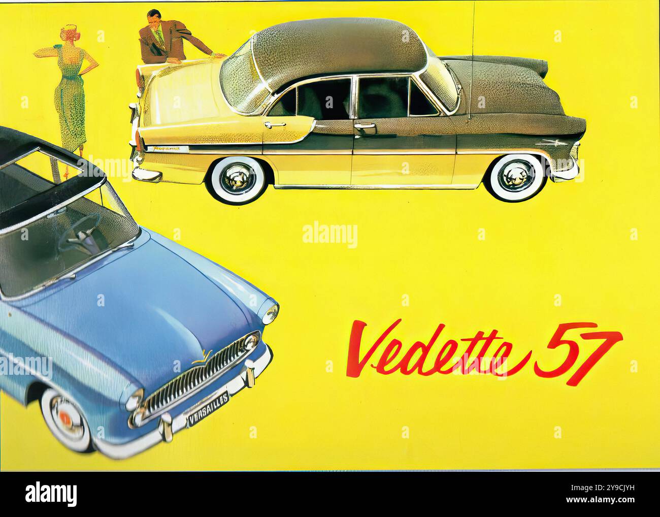 Simca Vedette (1957) - Vintage press car advertising Stock Photo - Alamy