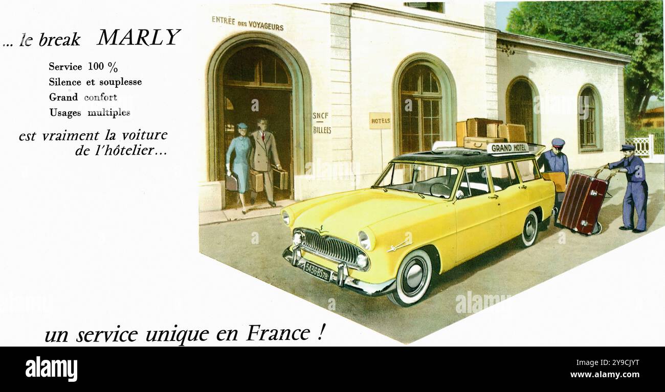 Simca Vedette Marly (c.1957) 0001 - Vintage press car advertising Stock ...