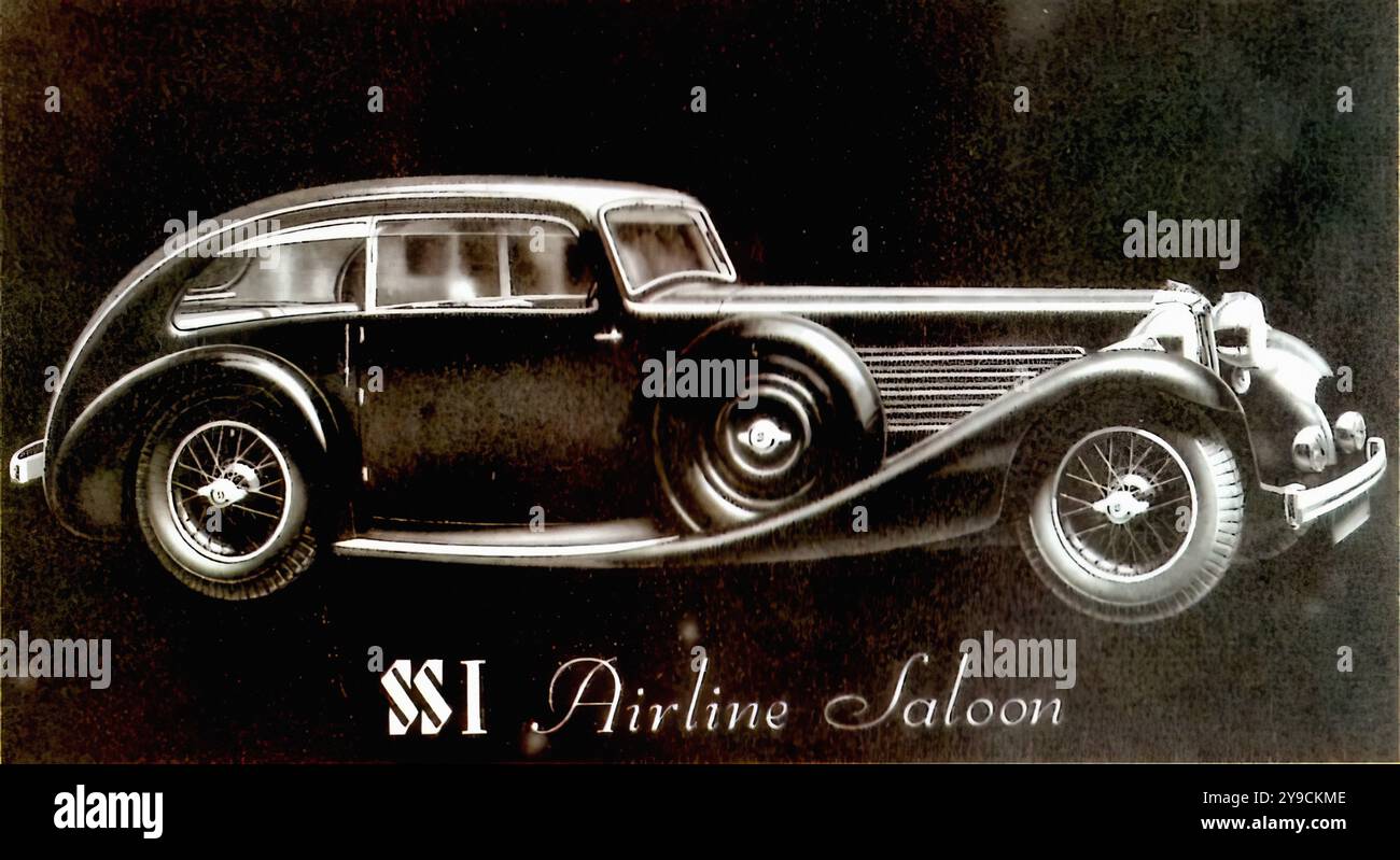 SS1 Airline Saloon (1935) - Vintage press car advertising Stock Photo ...