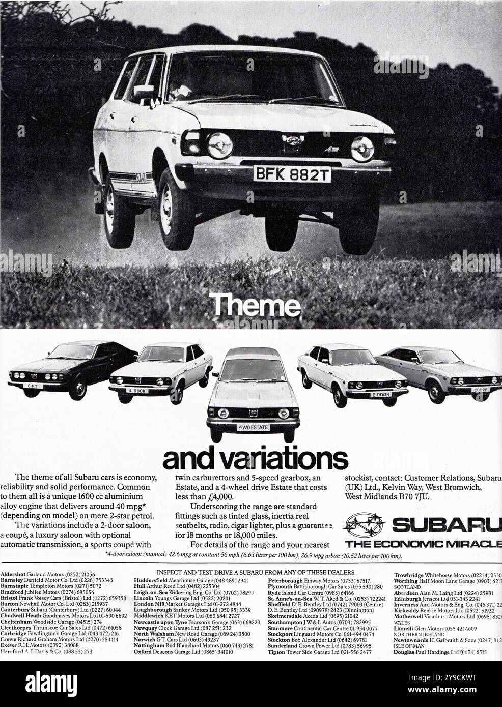 Subaru Car Range (1978) - Vintage press car advertising Stock Photo - Alamy