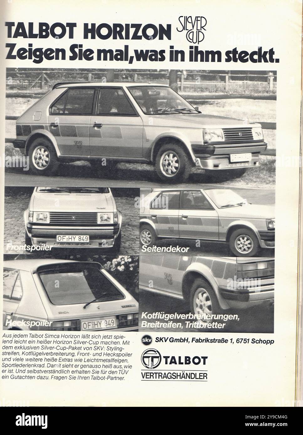 Talabot Horizon 1980 - Vintage German Press Car Advertising Stock Photo ...