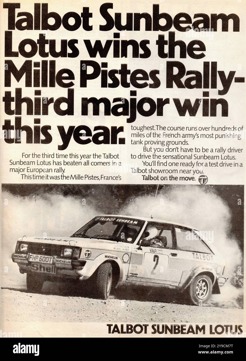 Talbot Sunbeam Lotus (1980) - Vintage press car advertising Stock Photo ...