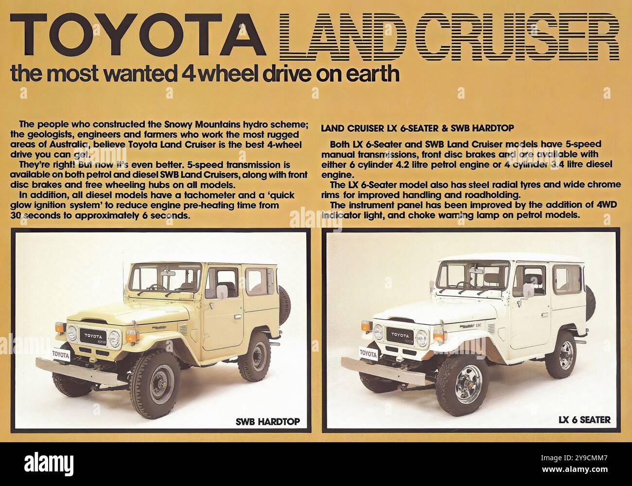 Toyota FJ40 Land Cruiser - Vintage press car advertising Stock Photo ...