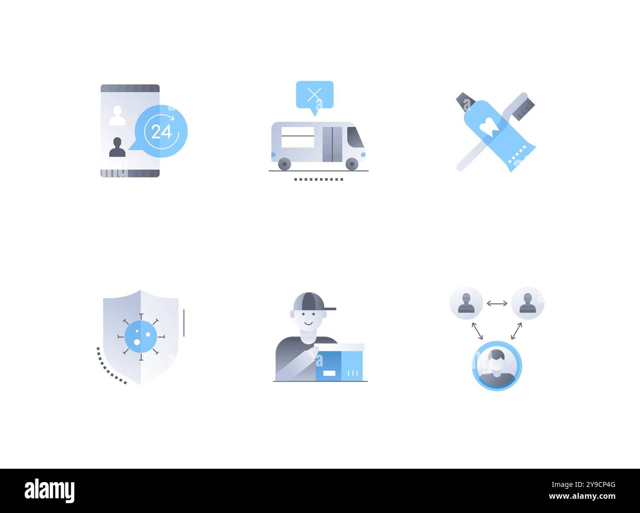 Restrictions during a pandemic - flat design style icons set Stock ...