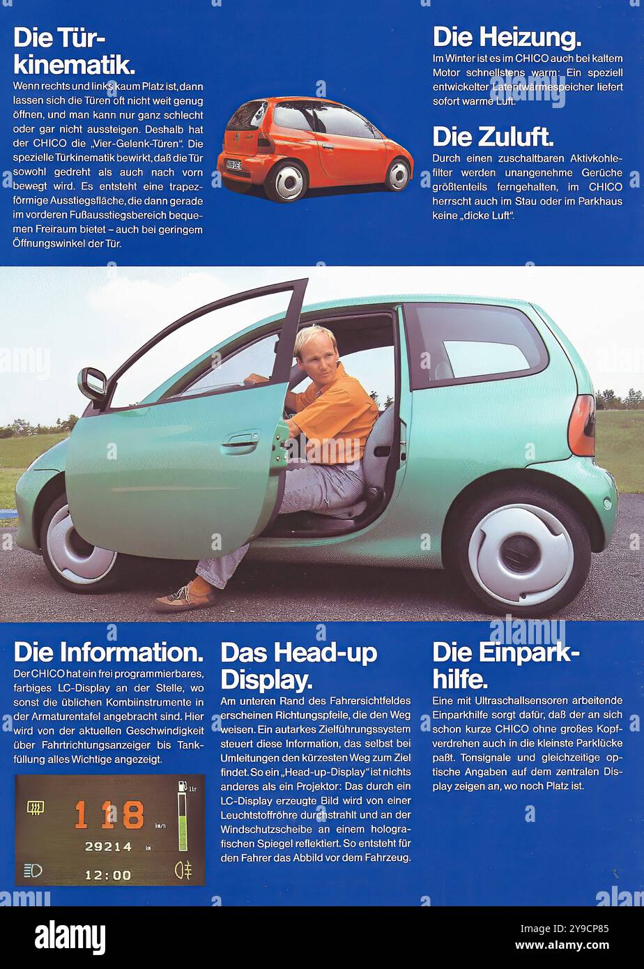 Volkswagen Chico concept - Vintage press car advertising Stock Photo ...