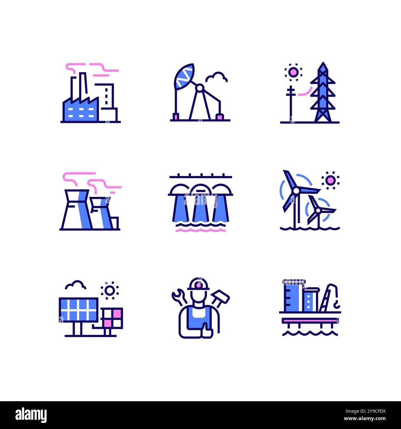 Heavy industry - line design style icons set Stock Vector Image & Art ...