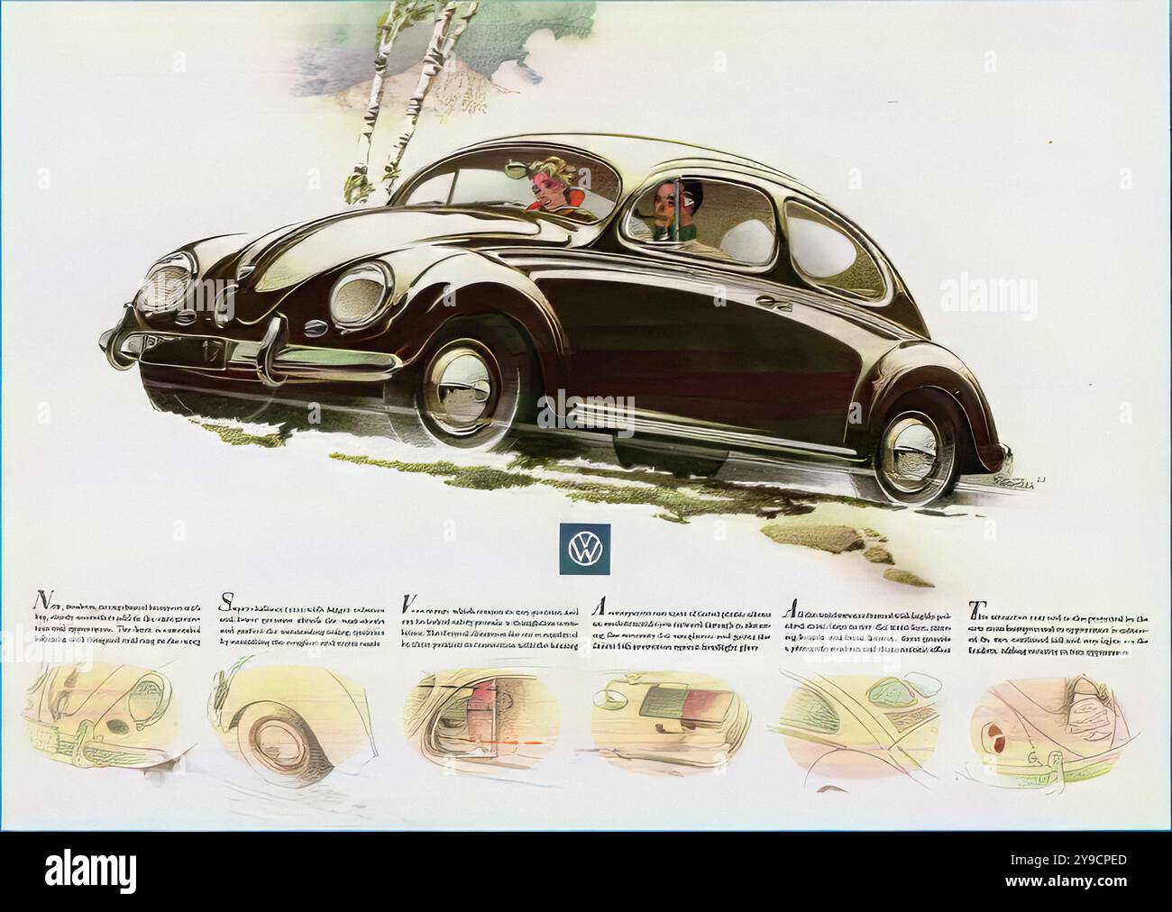 VW Beetle (early 1950s) - Vintage press car advertising Stock Photo - Alamy