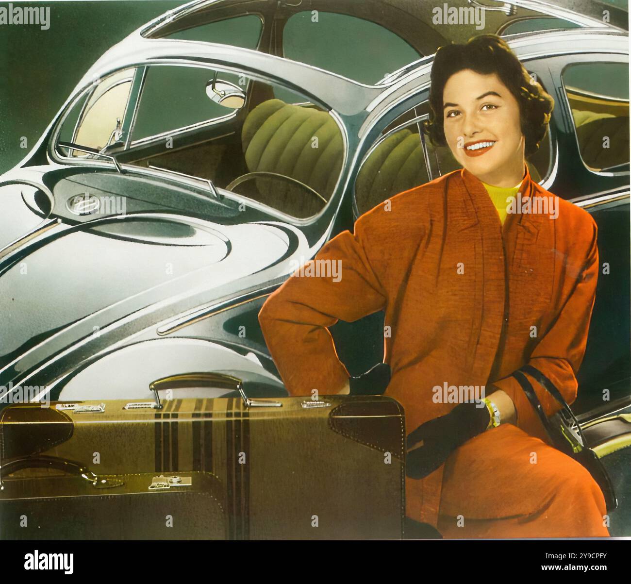 VW Beetle (mid-1950s) - Vintage press car advertising Stock Photo - Alamy