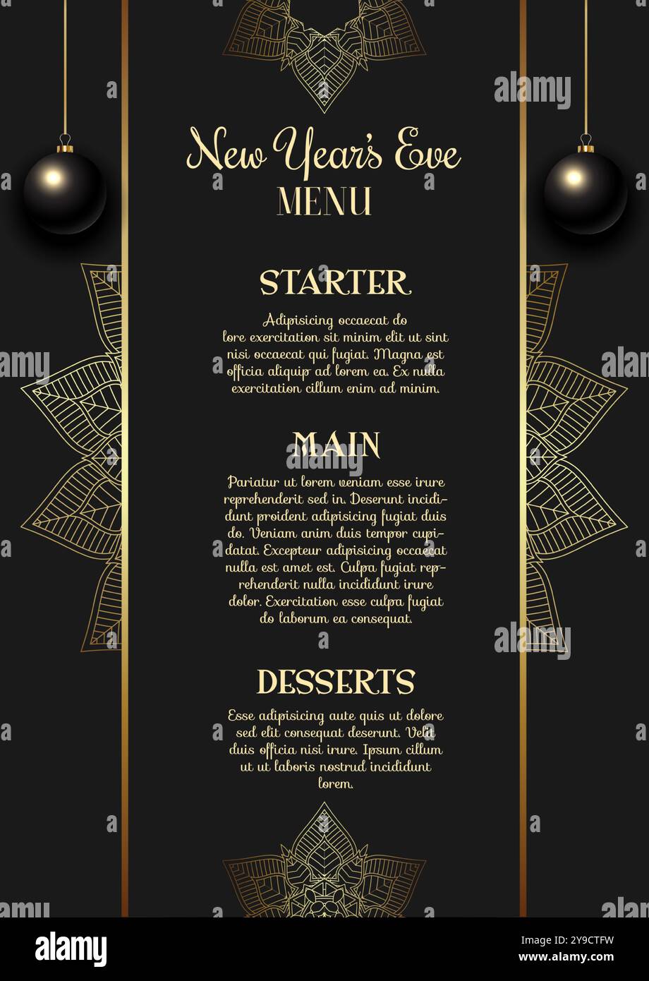 Elegant New Years Eve menu design background Stock Vector Image & Art ...