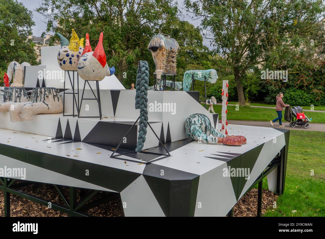Visitors, exhibitors and artists at Frieze sculpture park Art Fair 2024 ...
