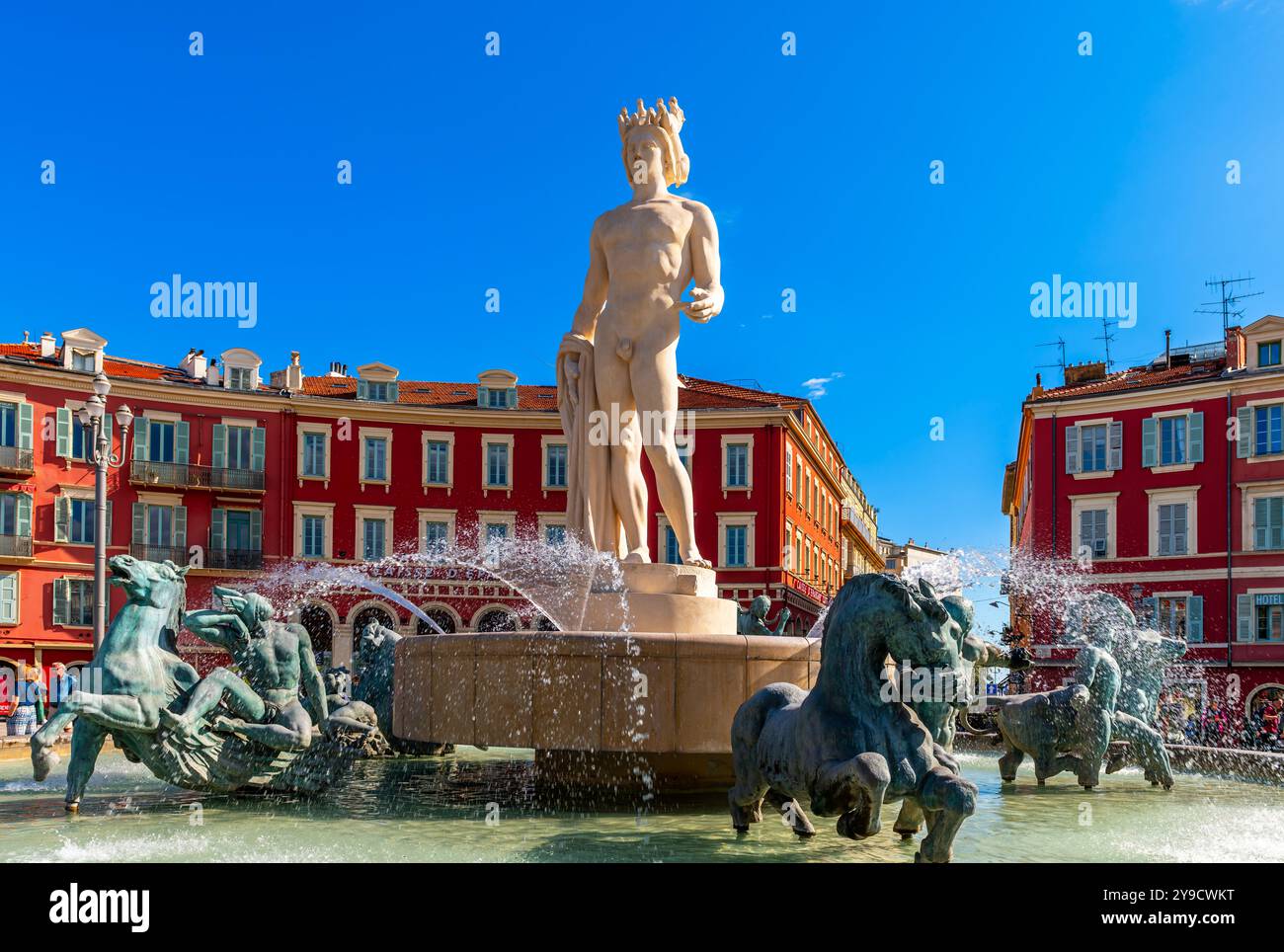 The Fontaine du Soleil on Place Masséna in Nice, French Riviera ...