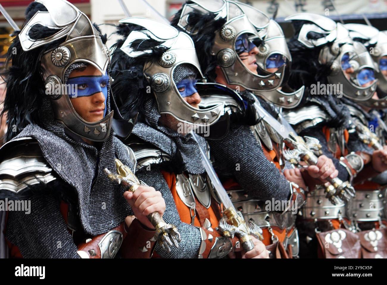 traditional festival of Moors and Christians in Valencia, Spain. men ...