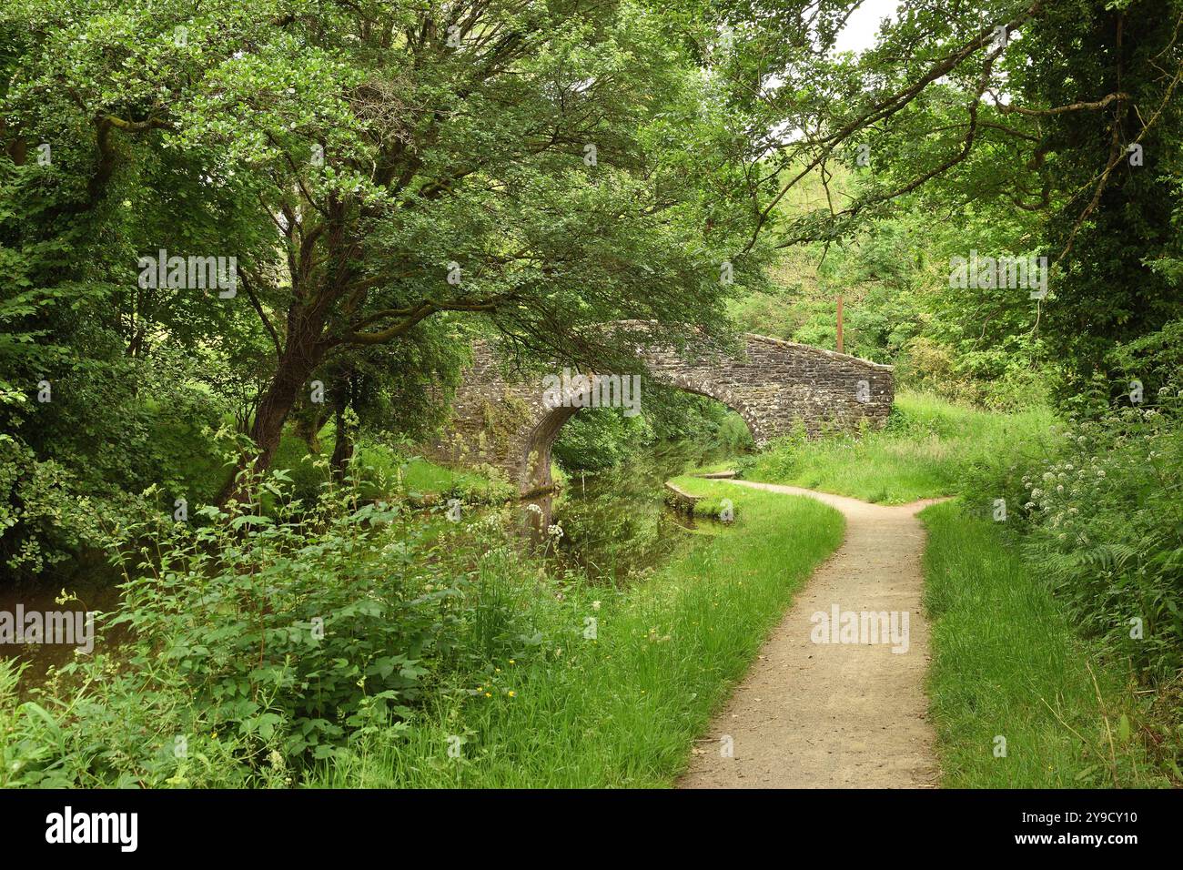 A scenic section of the Monmouthshire and Brecon Canal with a small ...