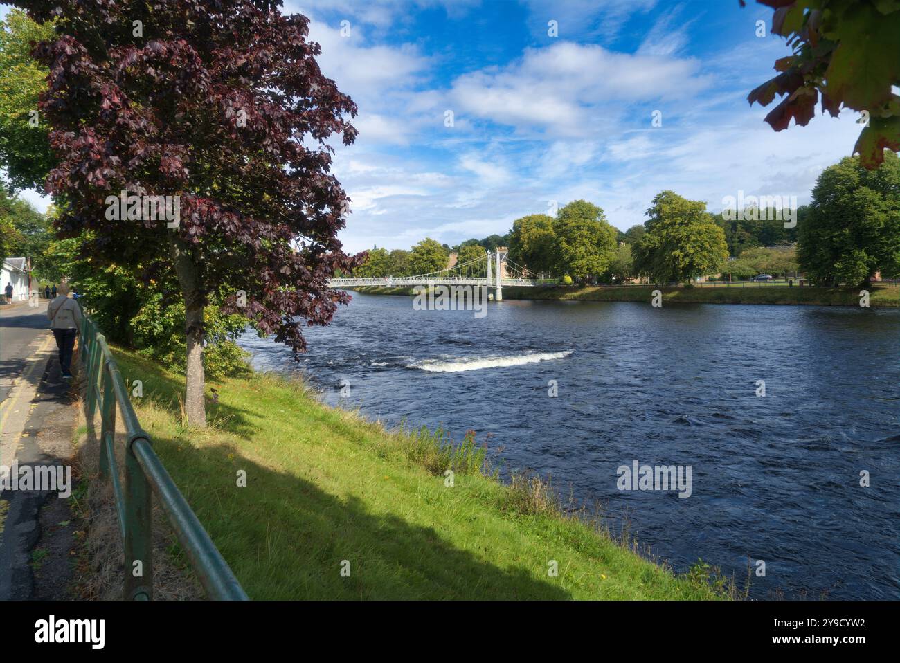 Looking across and down River Ness towards Centre of Inverness. Showing ...