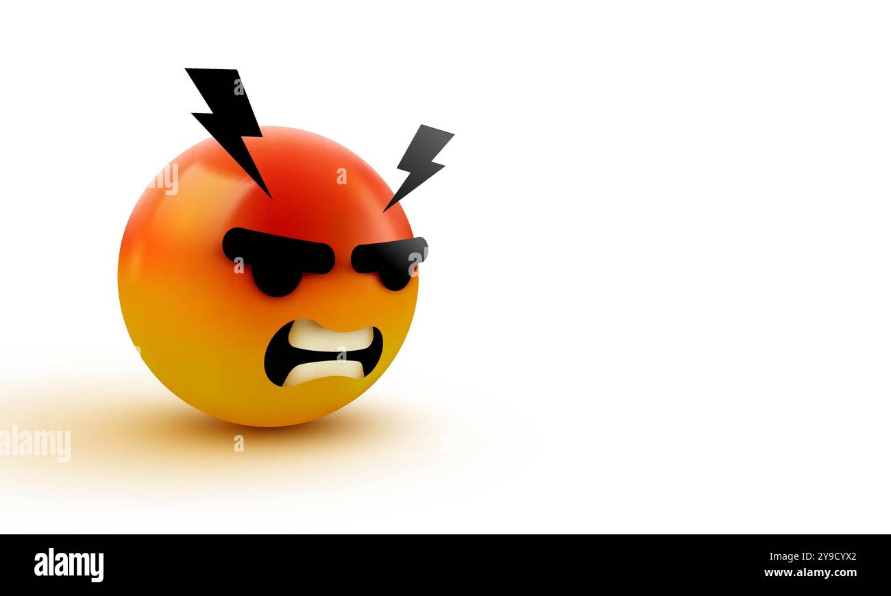 3D Angry, mad emoji sign. Emoticon Icon Design for Social Network ...