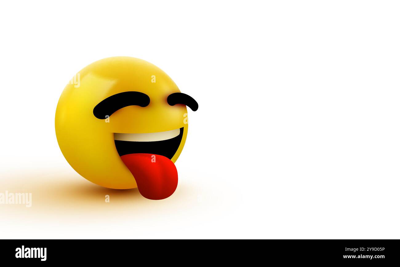 3d Emoji Smiling Face With Stuck Out Tongue Vector Illustration Stock