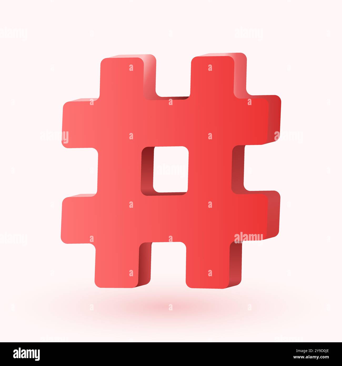 Hashtag, number mark 3d sign isolated on white background. Vector ...