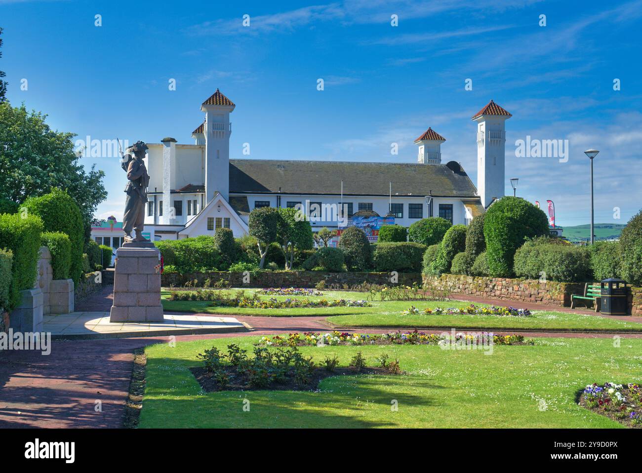 Ayr seafront, Esplanade, showing Esplanade Gardens with white Ayr ...