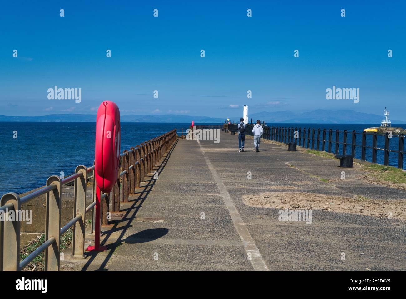 Looking across the Clyde estuary to Isle of Arran from Ayr harbour area ...