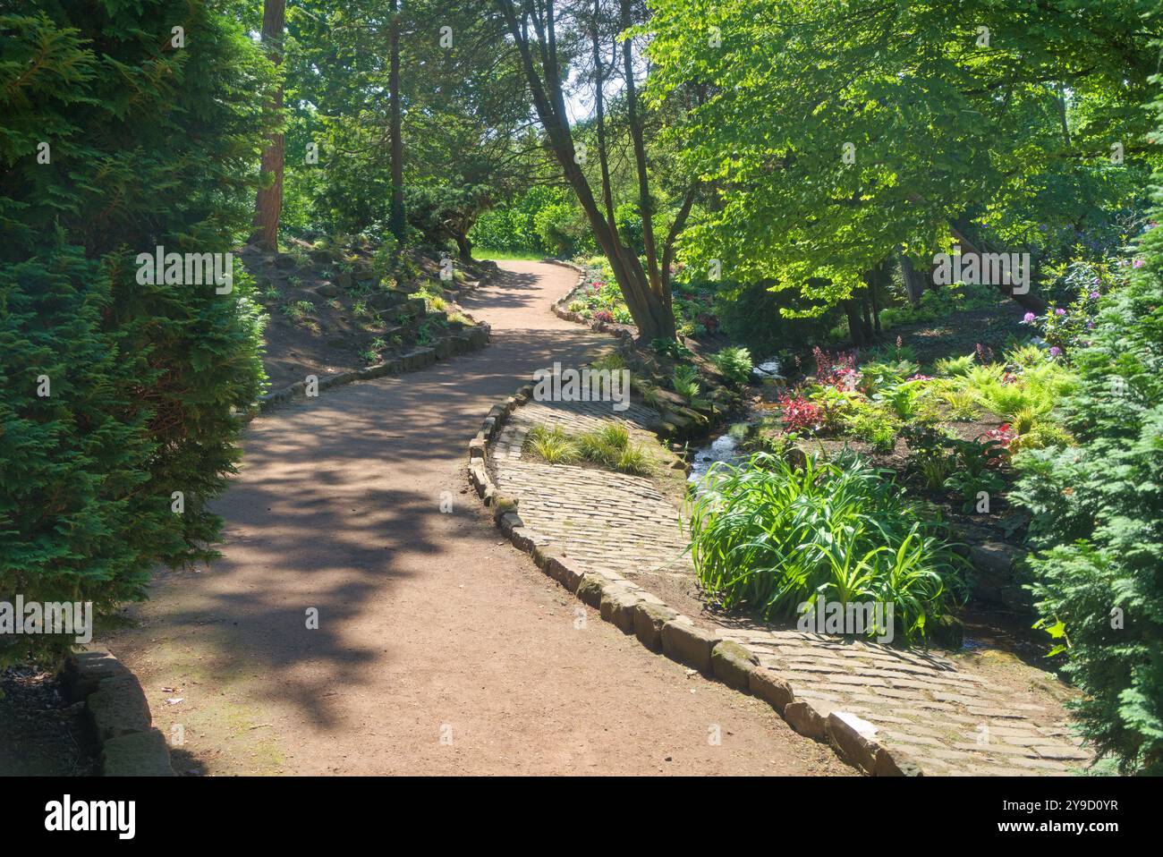 The photograph shows path and stream winding through picturesque Ayr ...