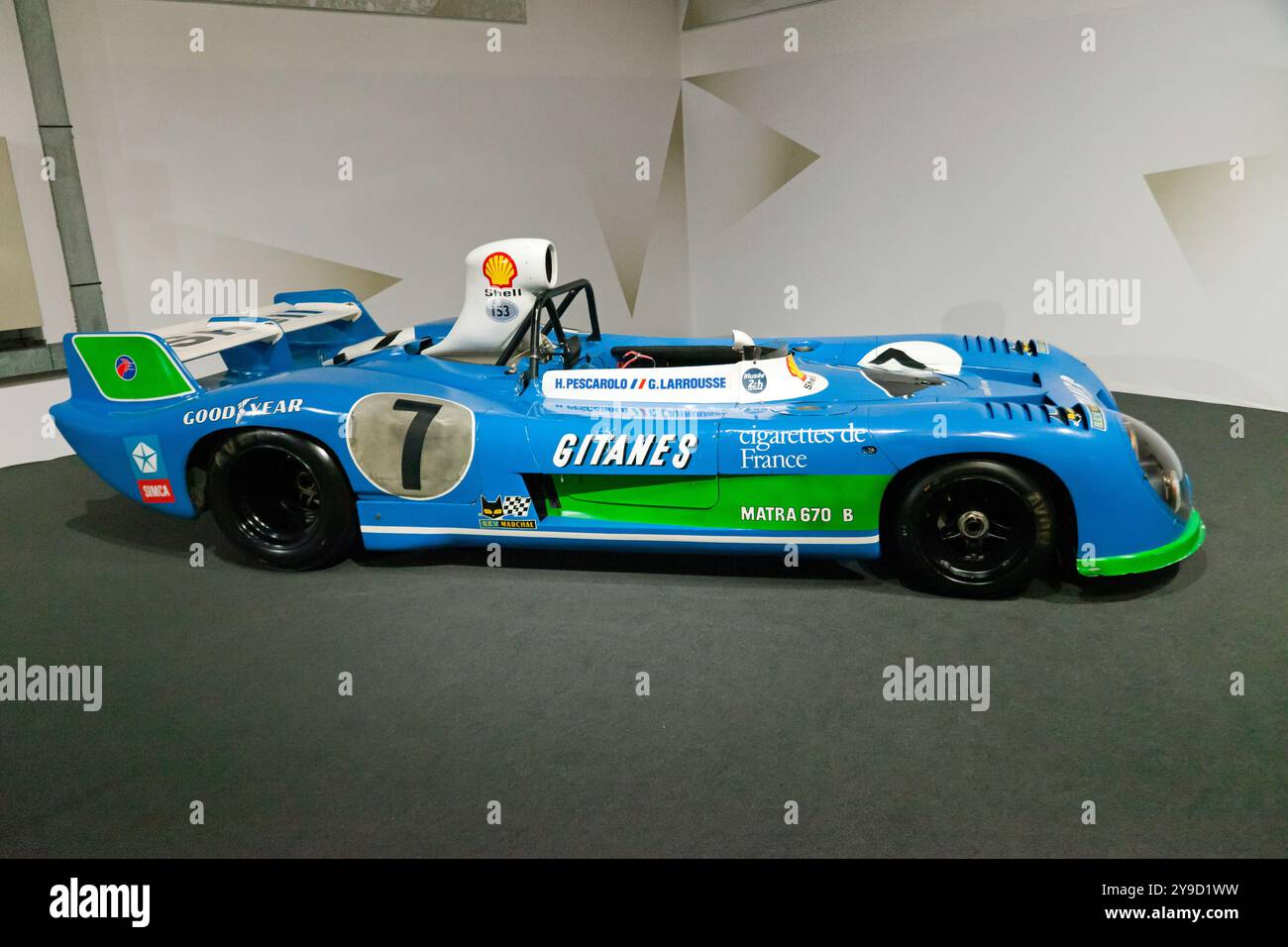 Side view of the 1974, Race Winning, Matra Simca 670B, at the Museum of ...