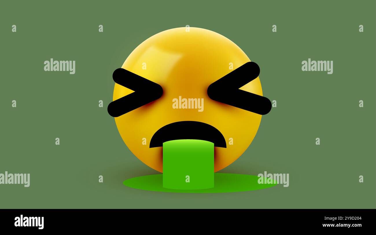 Vomiting emoticon isolated on white background. Vector illustration ...