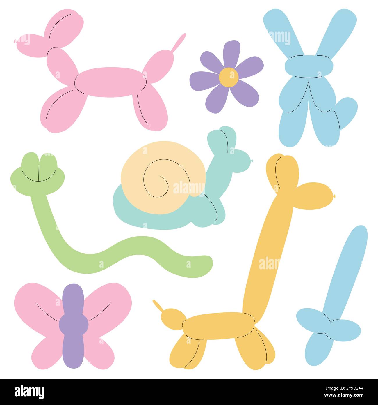Balloon modelling animals vector flat set Stock Vector Image & Art - Alamy