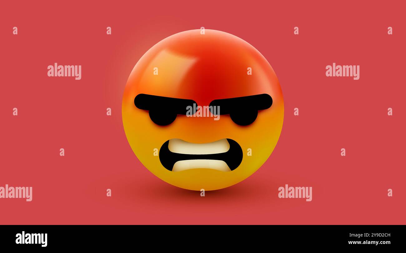 3D Angry, mad emoji sign. Emoticon Icon Design for Social Network ...
