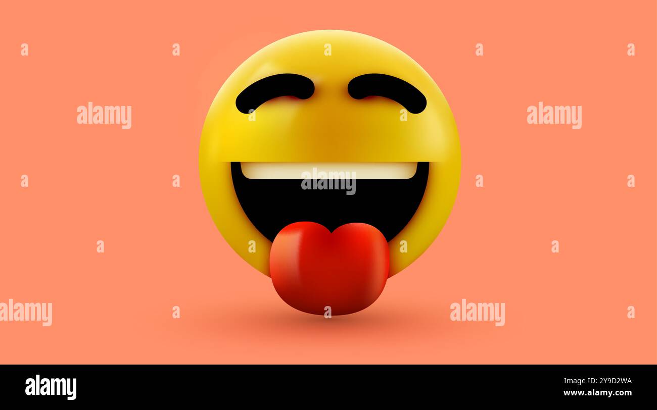 Emoji 3d Smiling Face With Stuck Out Tongue Vector Illustration Stock