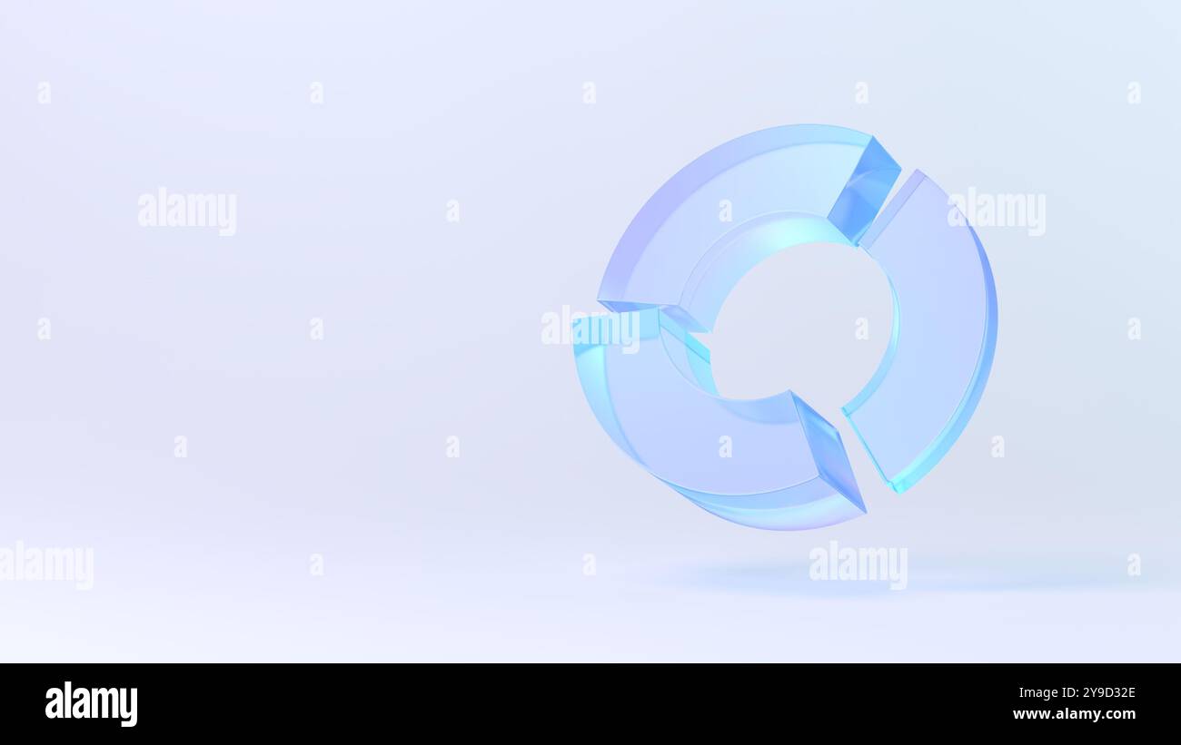 Abstract glass pie chart. Glassmorphism. Blue and violet. Translucent ...