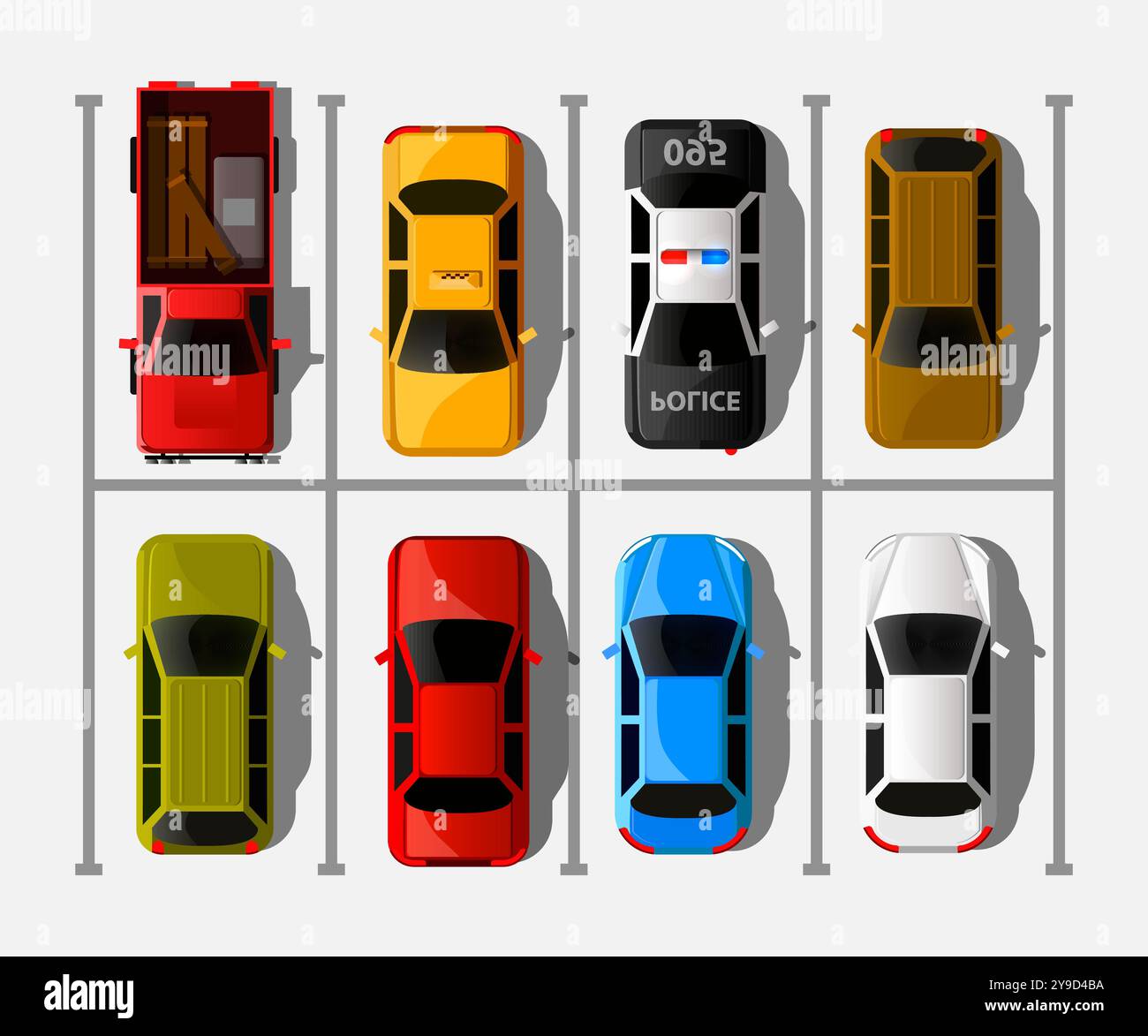 City parking vector web banner. Shortage parking spaces. Many cars in a ...