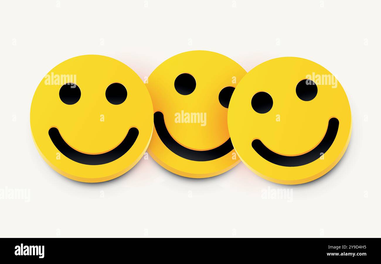 Modern yellow laughing three smiles. Vector illustration Stock Vector ...
