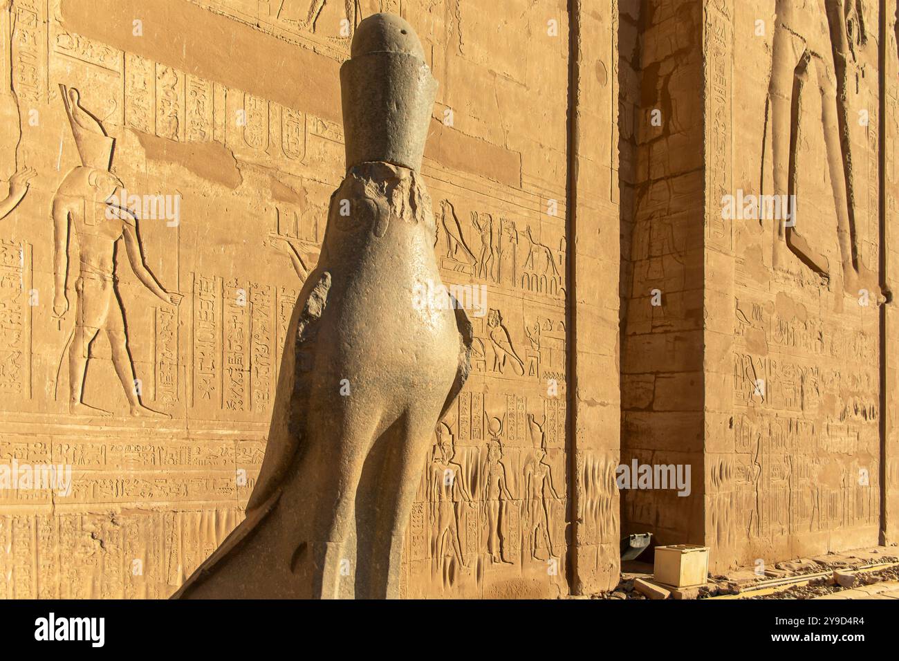 The sacred falcon statue representing the God Horus, the protector of ...
