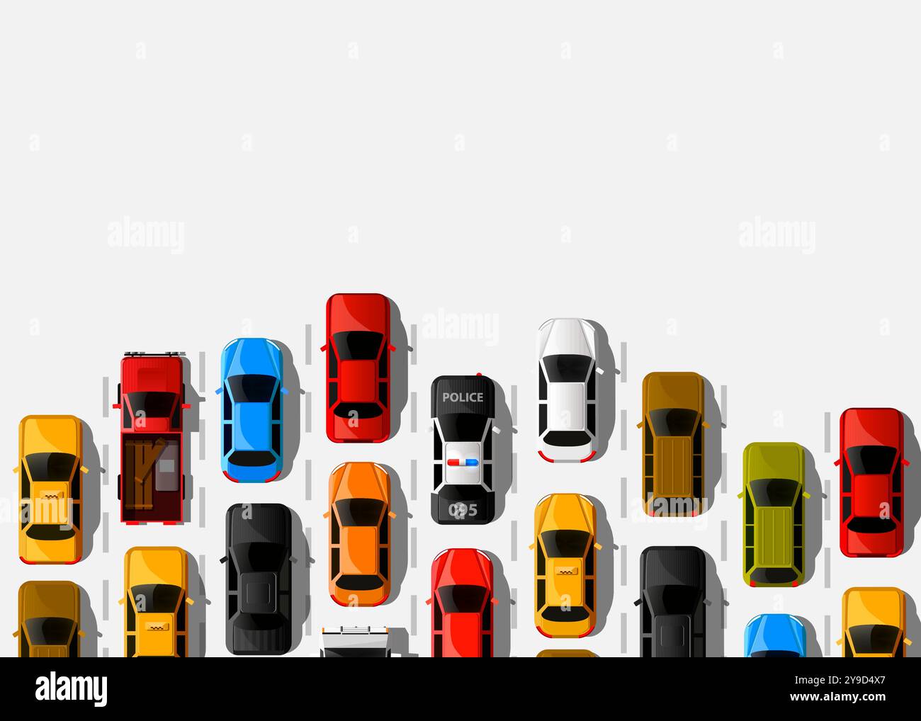 Traffic jam on the road. Road transport. Highway banner. Vector ...