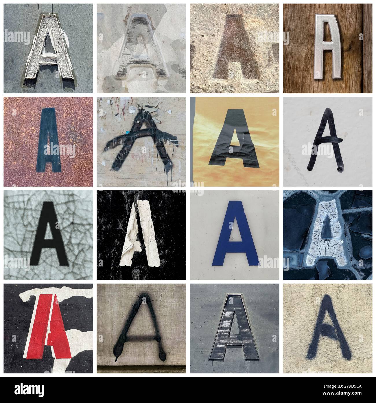 Collection of 16 san serif capital A letters taken on urban streets ...