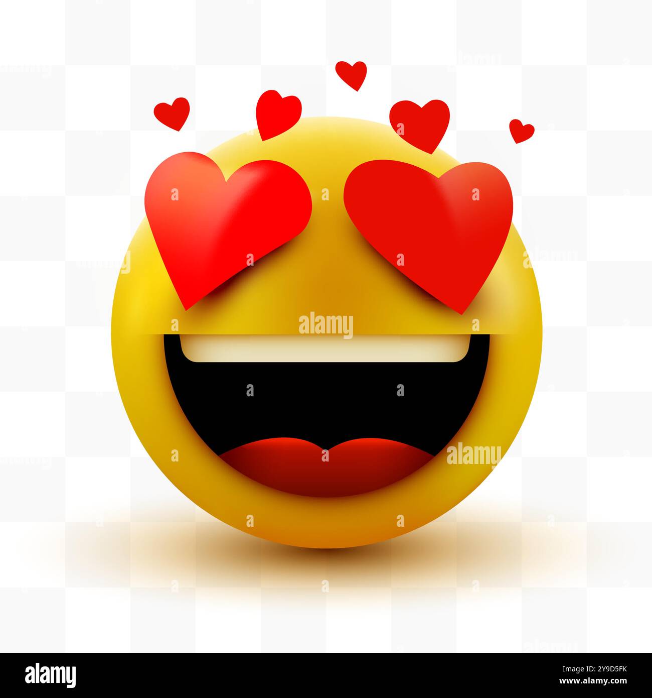 Smile in love emoticon icon, love hearts in eyes. Vector emoticon emoji ...