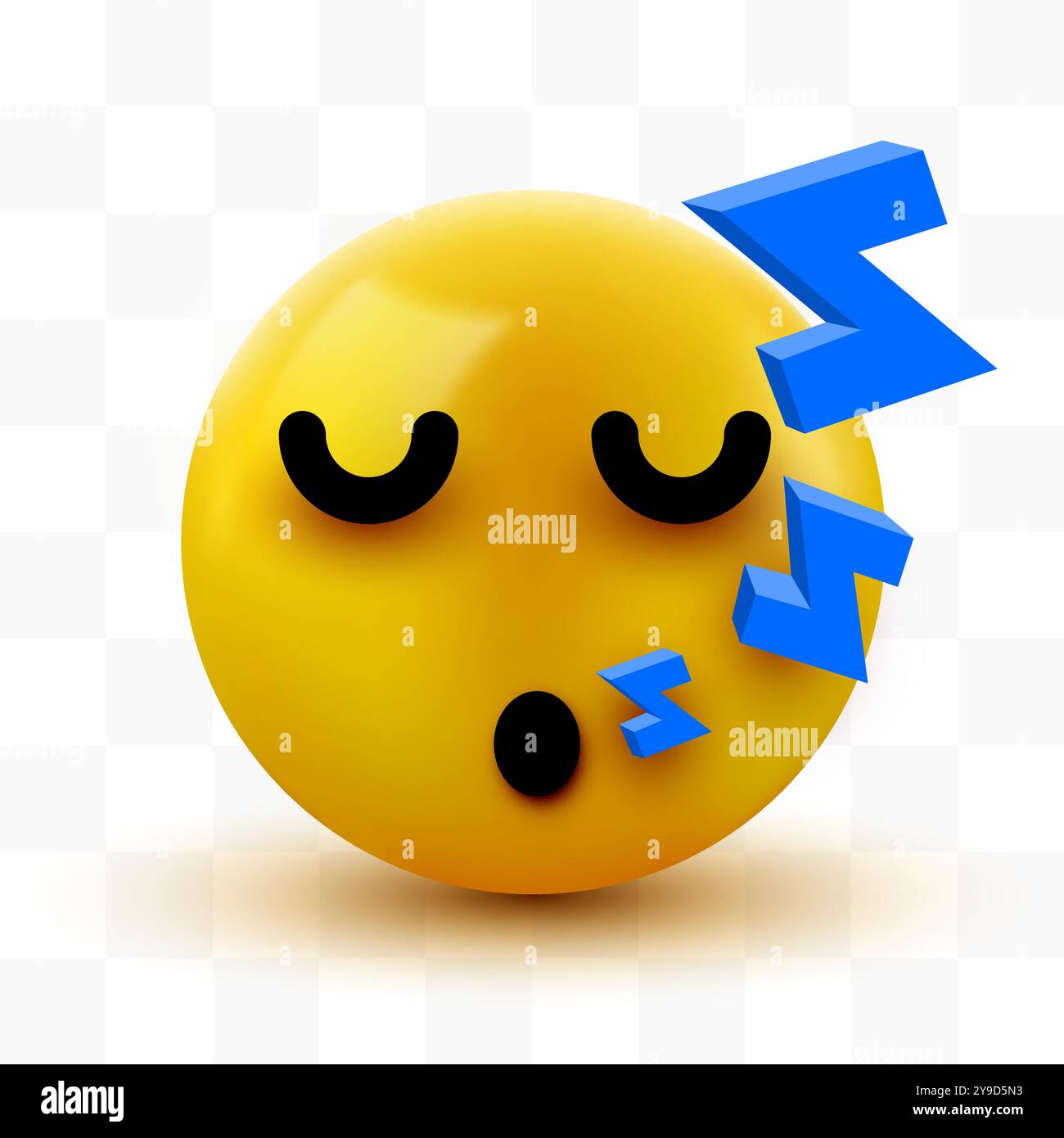 Emoji yellow Sleeping face. Cute Sleeping Emoticon. 3D illustration for chat or message. Vector ...