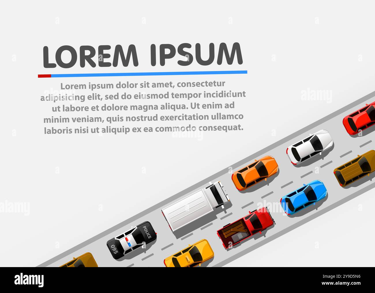 Traffic jam on the road. Road transport. Highway banner. Vector ...