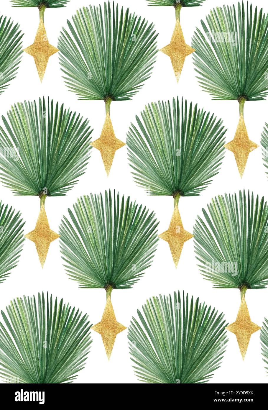 Palm leaf abstract hand painted watercolor seamless pattern isolated on ...