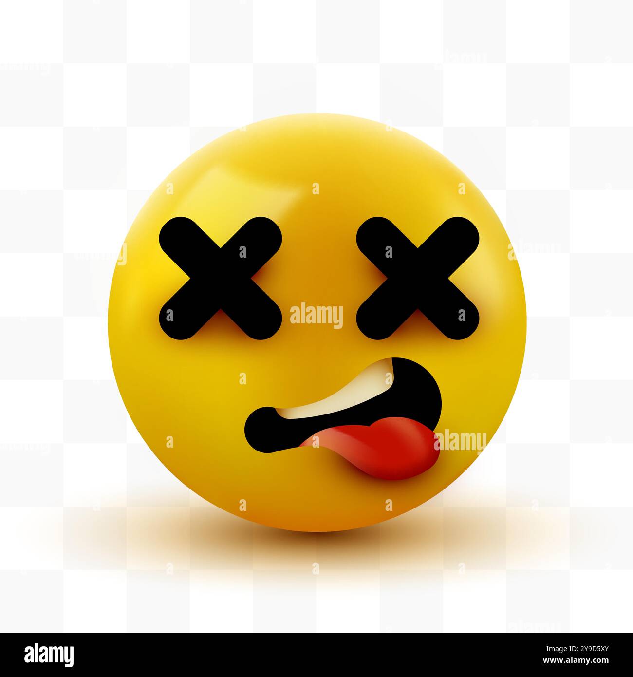 Dead face emoji. Cross eyes emoticon 3d rendering. Vector illustration ...